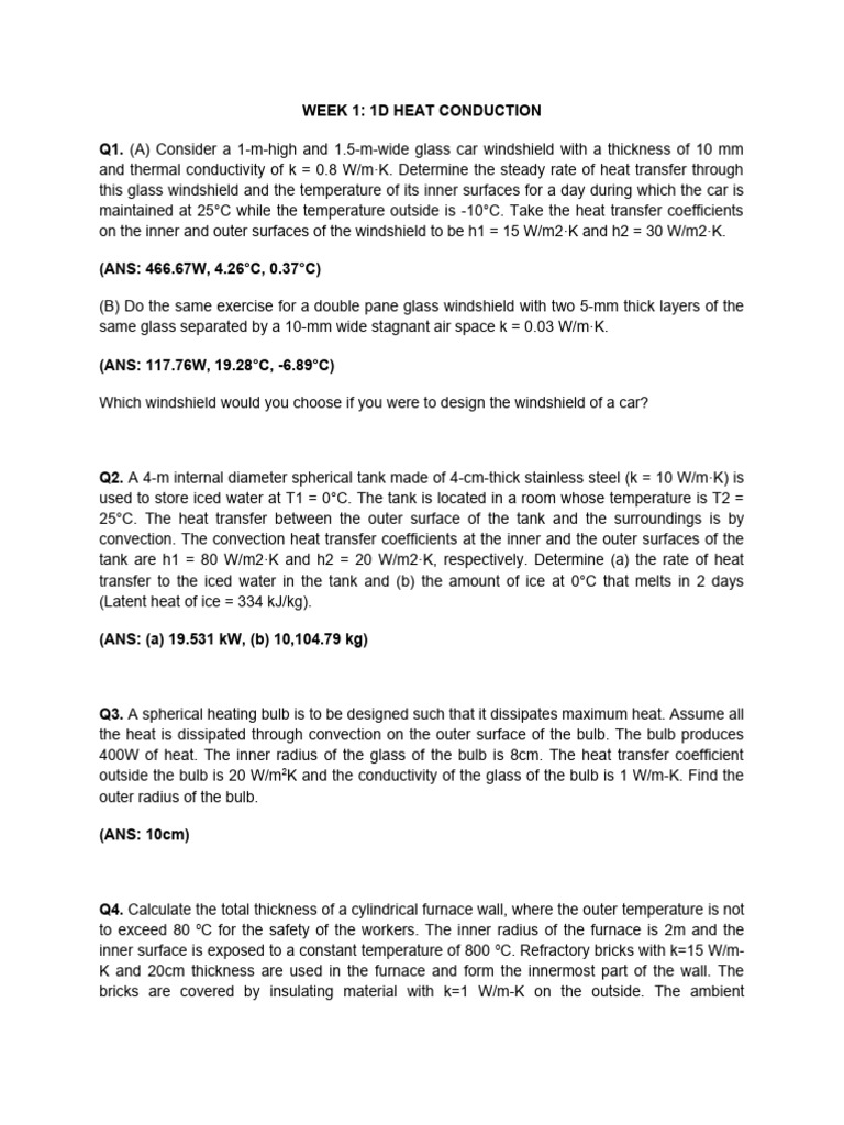 Week 1 1d Heat Conduction Pdf Nuclear Fuel Heat Transfer