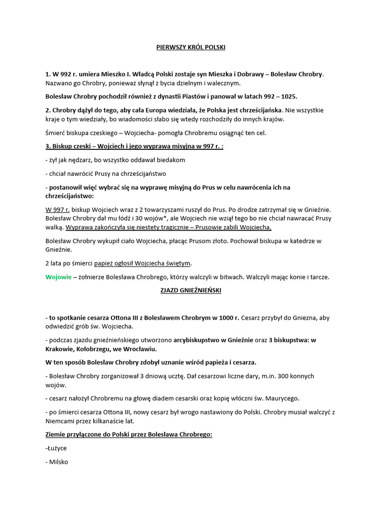 Pierwszy Król Polski | PDF