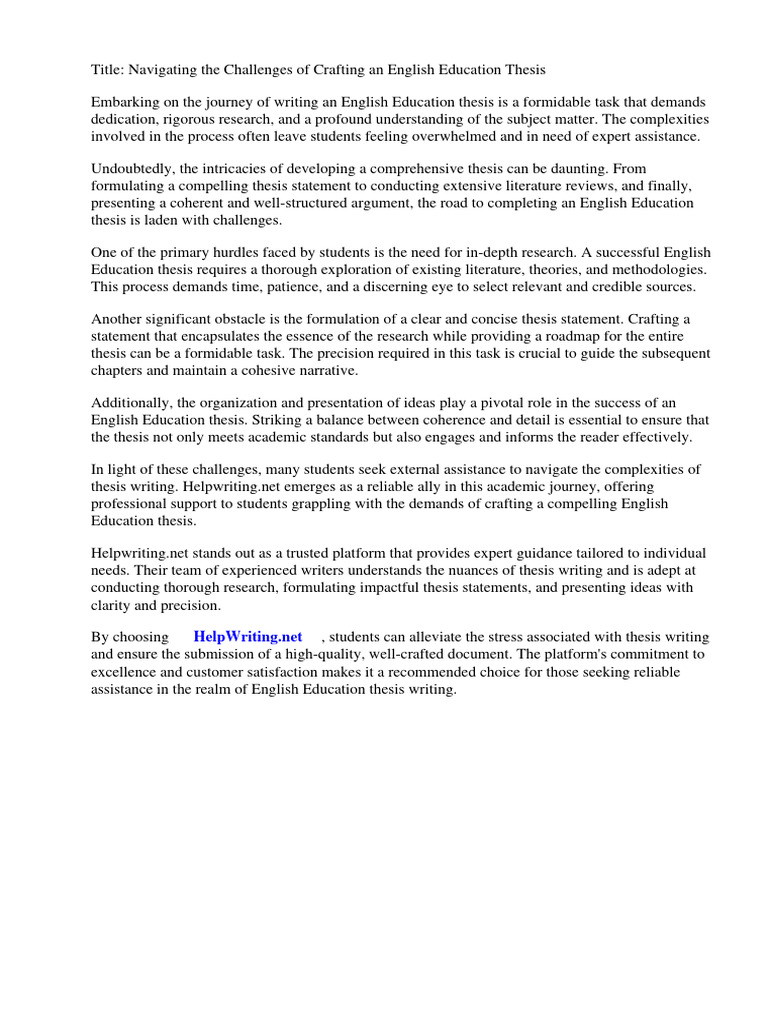 English Education Thesis Writing Guide | PDF | Thesis