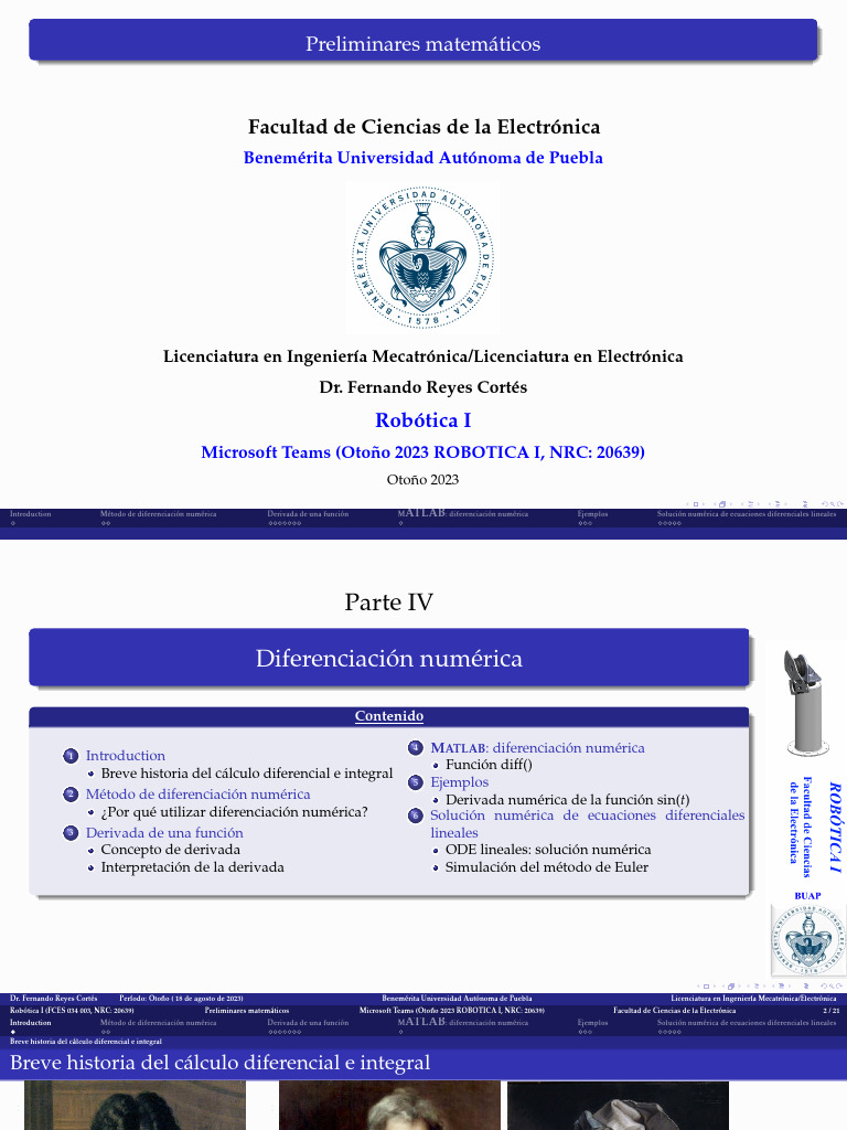 Robotica Cap1 Clase 5 Metodos Numericos Derivadas Pdf Derivado