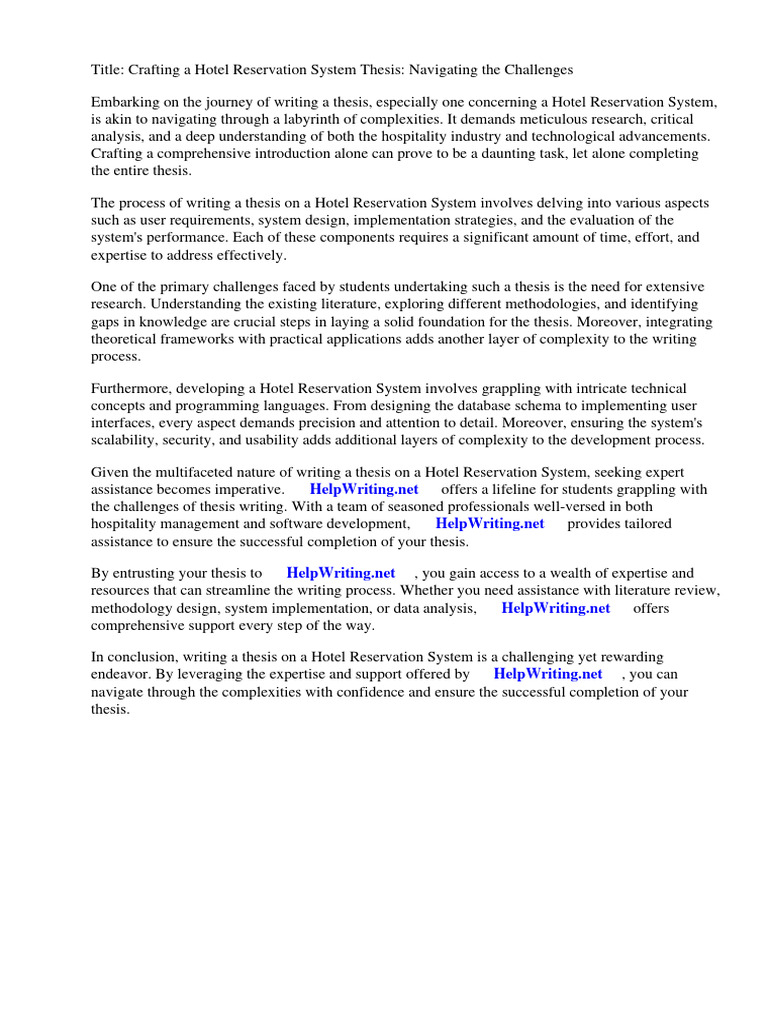 Hotel Reservation System Thesis Introduction | PDF | Databases ...