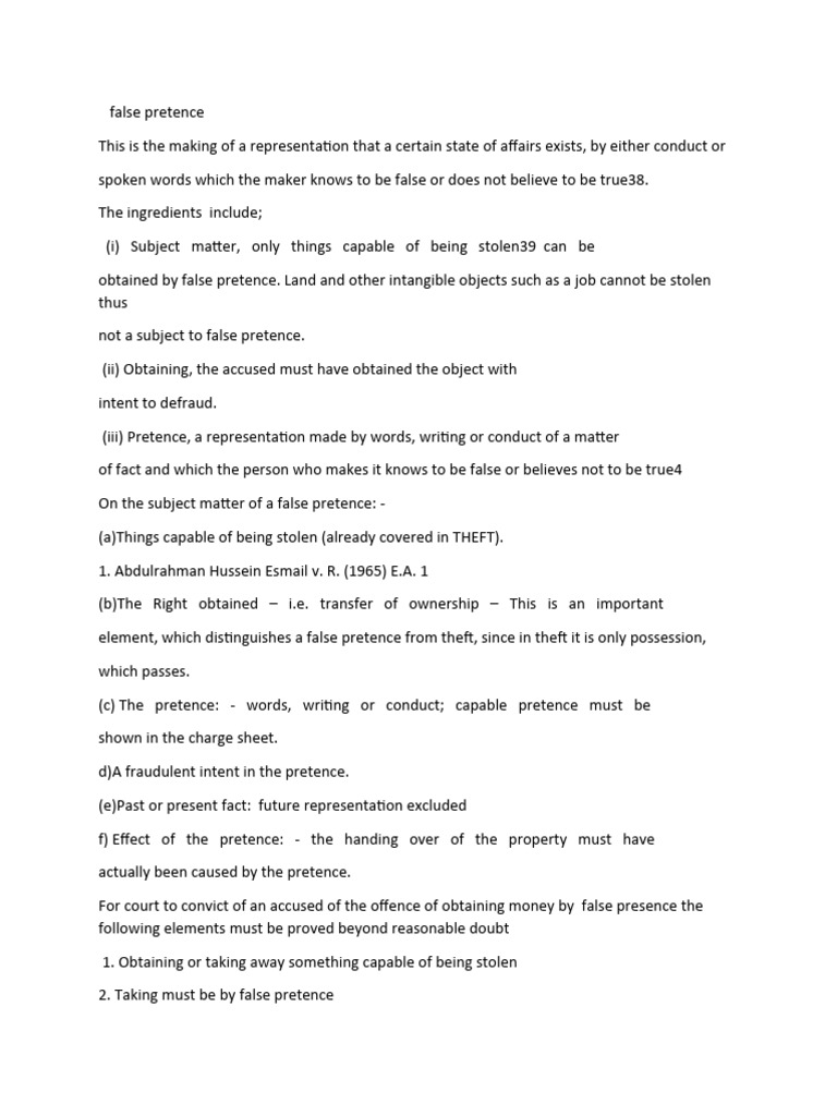 False Pretence and Forgery Explained | PDF | Theft | Fraud