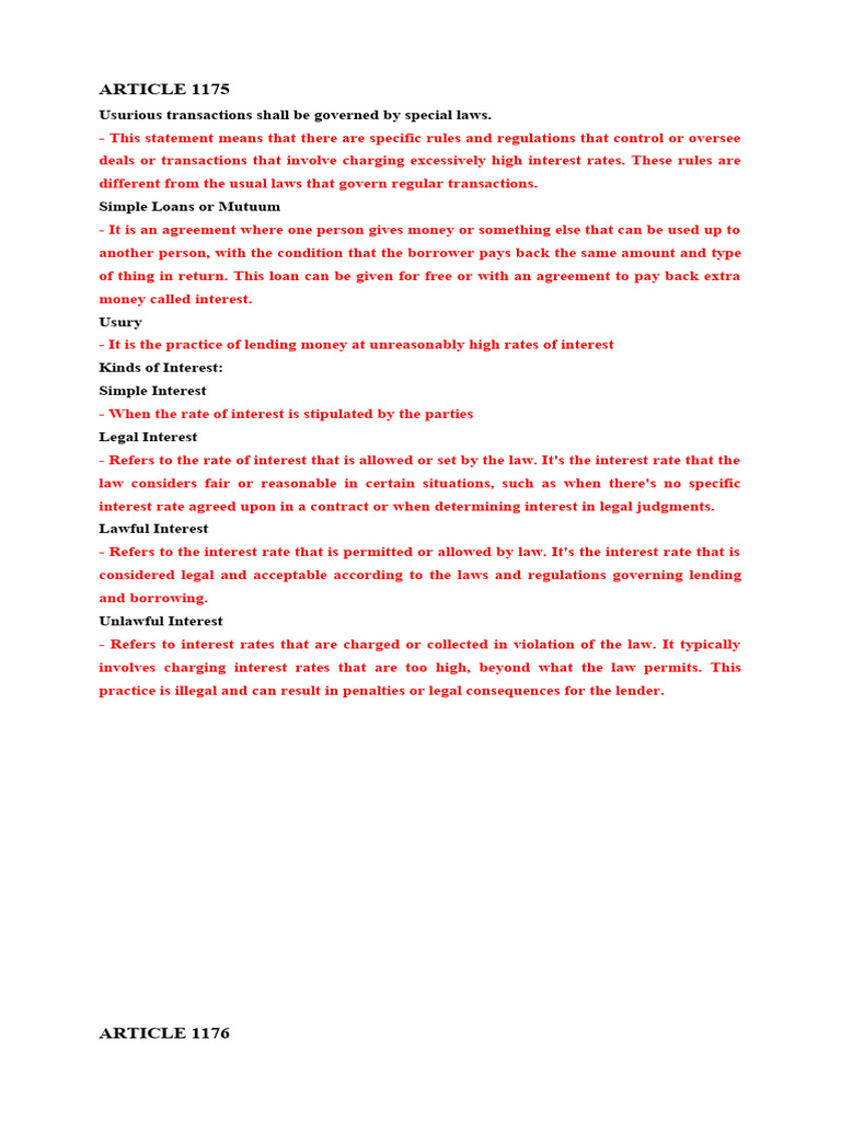 Usury Laws and Loan Presumptions | PDF | Interest | Loans