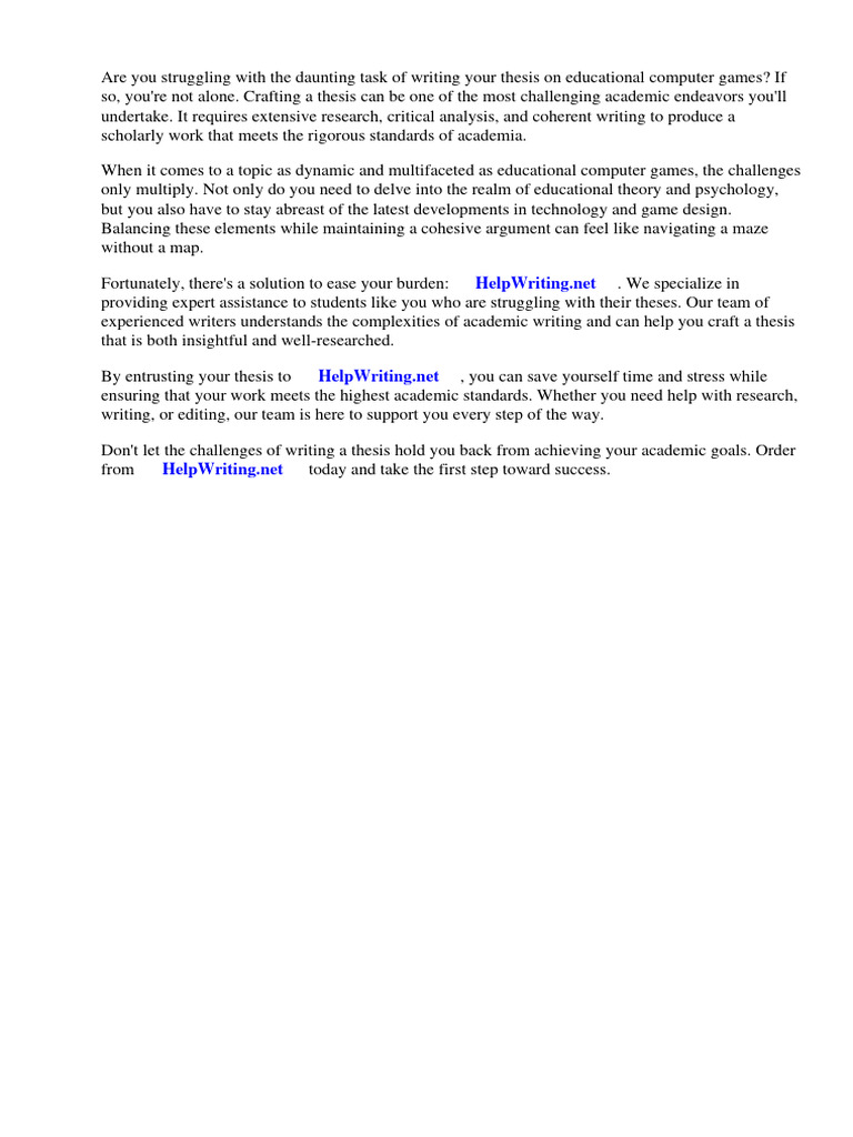 Thesis About Educational Computer Games | PDF | Simulation | Educational Technology