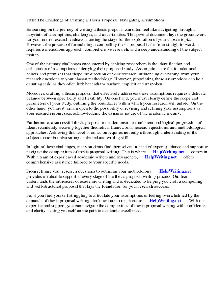 Thesis Proposal Assumptions | PDF | Memory | Thesis