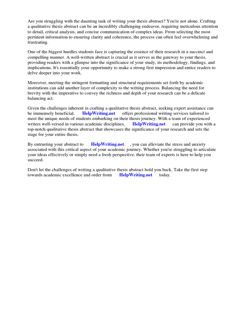 Qualitative Thesis Abstract Sample | PDF | Qualitative Research | Thesis