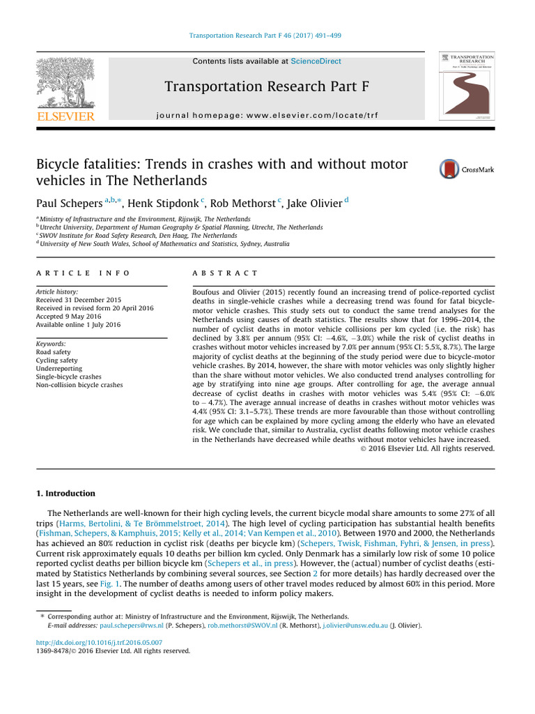 Bicycle Fatalities-Trends in Crashes With and Without Motorvehicles in ...
