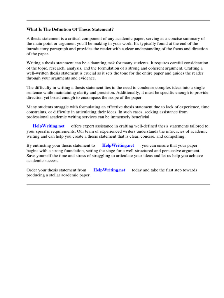 What Is The Definition of Thesis Statement | PDF | Essays | Thesis