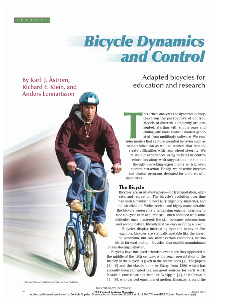 Bicycle Dynamics and Control Models | PDF | Cartesian Coordinate System ...