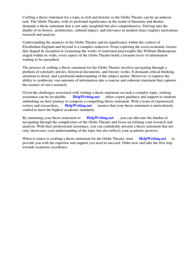 Thesis Statement For The Globe Theatre | PDF | William Shakespeare ...