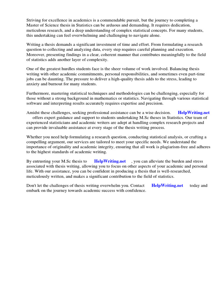 M.SC Thesis in Statistics | PDF | Statistics | Tacit Knowledge