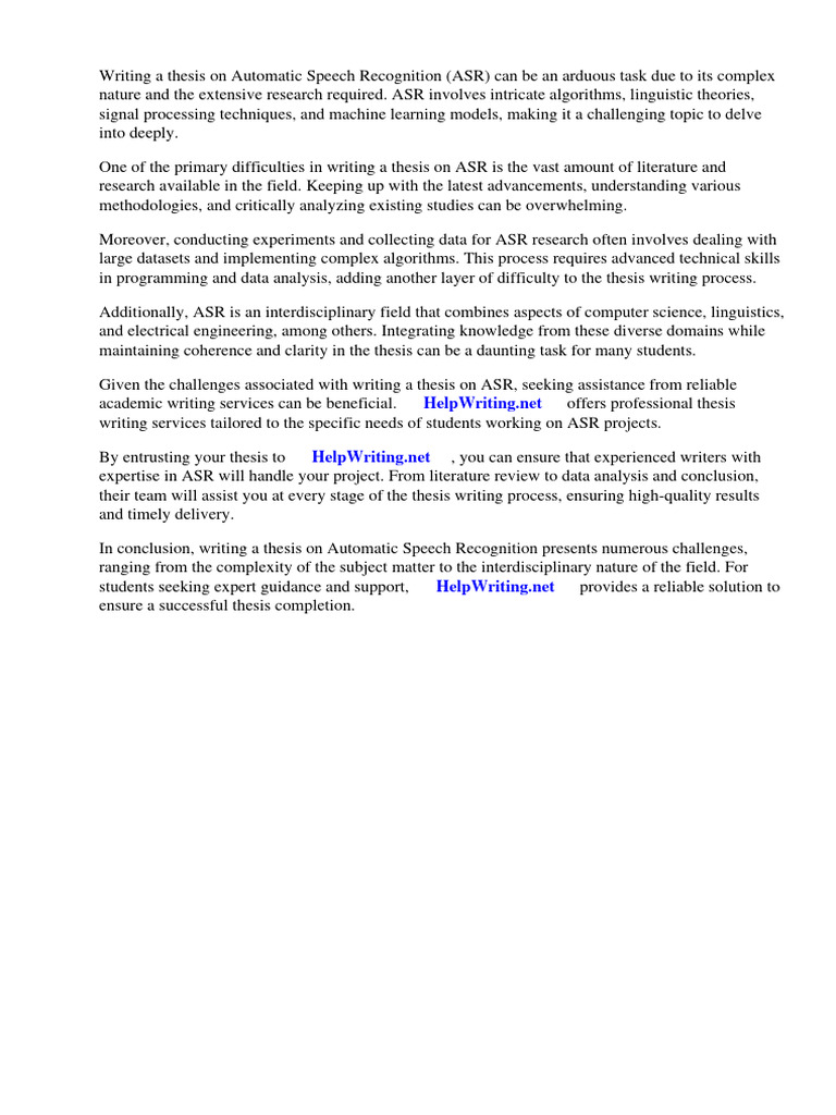 Thesis On Automatic Speech Recognition | PDF | Speech Recognition | Artificial Intelligence