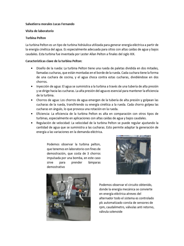 Turbina Pelton Laboratorio | PDF | Turbina | Tecnología energética