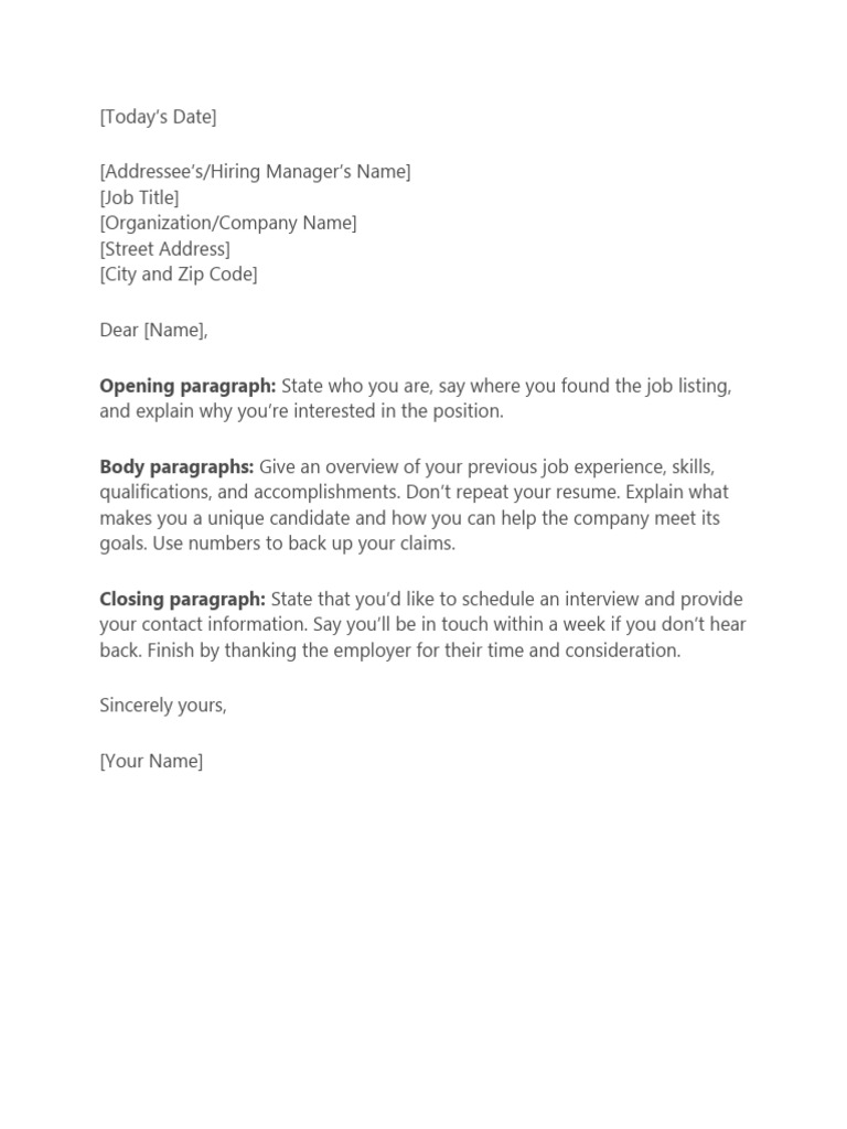 Job Application Letter Template | PDF