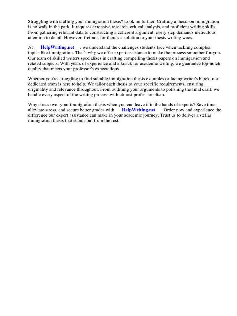 Immigration Thesis Examples | PDF | Immigration | Thesis