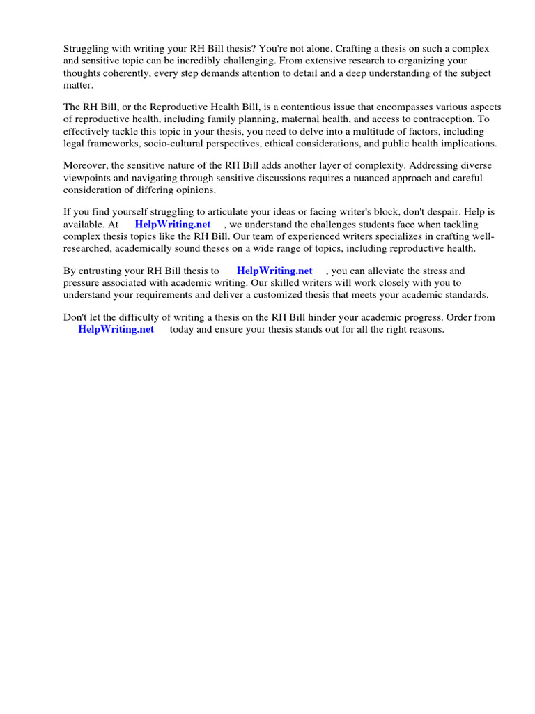 RH Bill Thesis Example | PDF | Family Planning | Sex Education