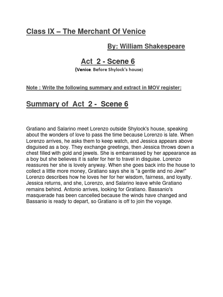 Act 2 Scene 6 | PDF | The Merchant Of Venice