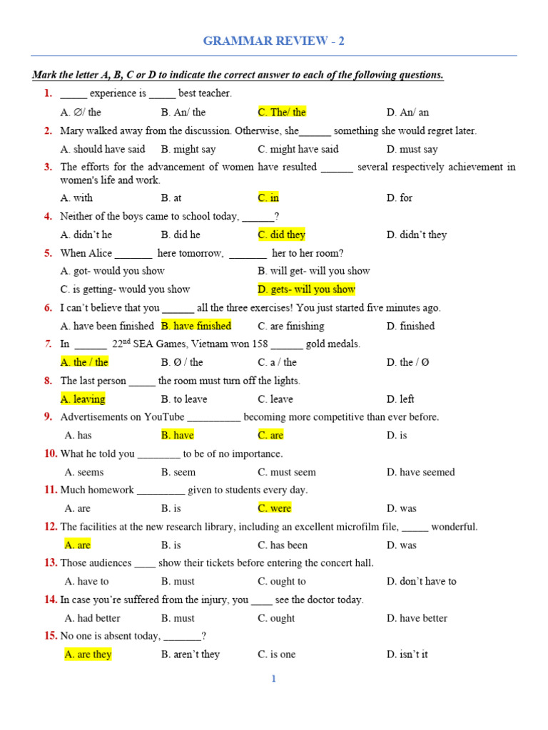 Grammar Review - 2 | PDF