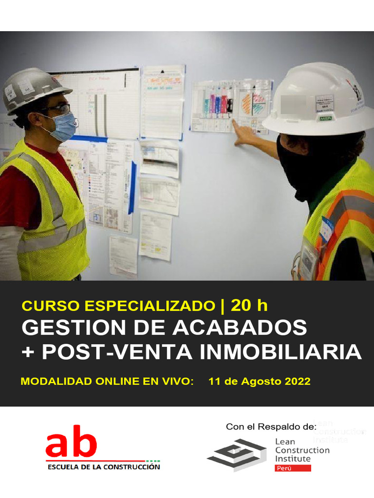 CE - Gestion de Acabados - PostVenta - Agosto - 2022 | PDF | Planificación | Gestión de proyectos