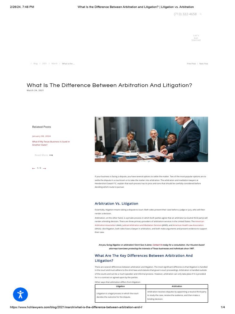 Arbitration vs. Litigation Guide | PDF | Lawsuit | Arbitration