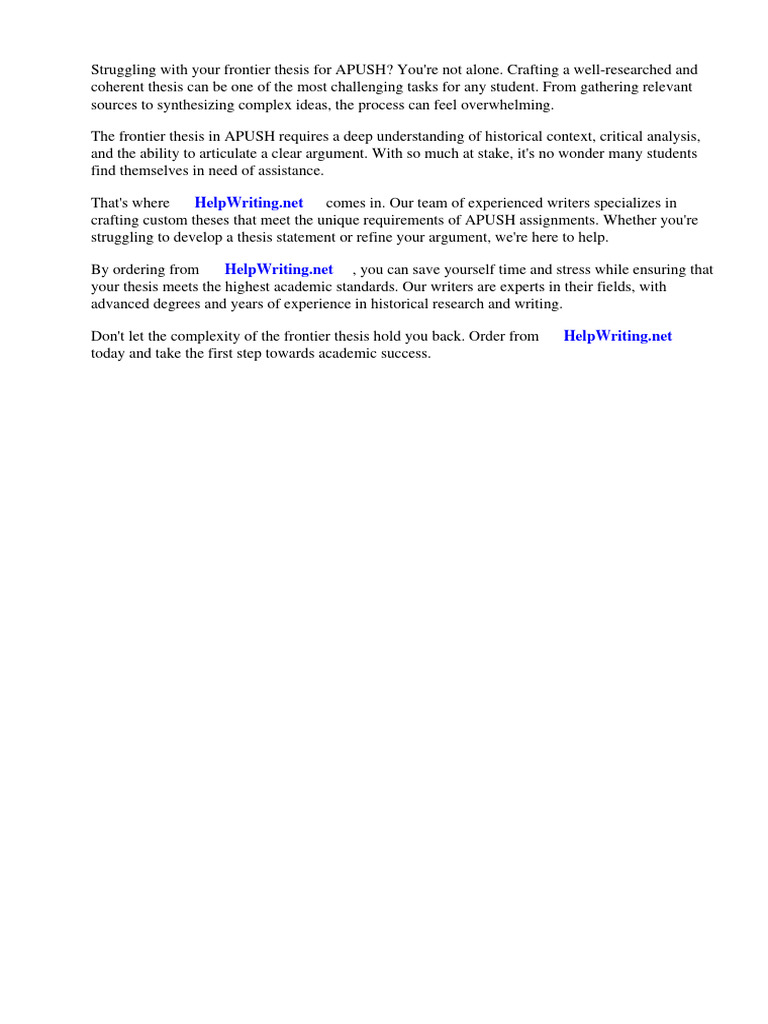 Frontier Thesis Definition Apush | PDF | Frontier | American Frontier