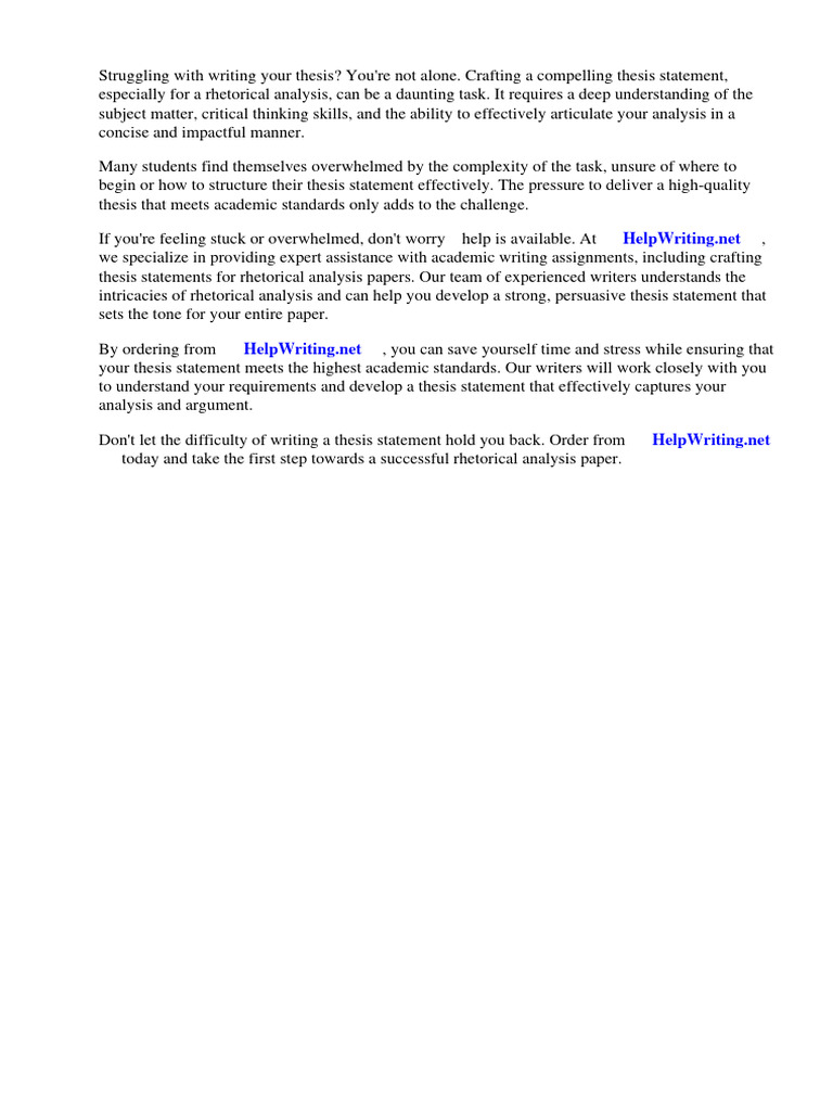 Example of Rhetorical Analysis Thesis Statement | PDF | Rhetoric | Essays