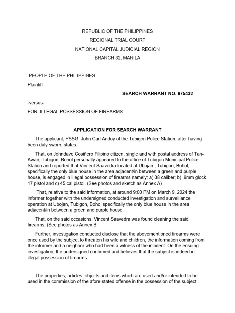 Affidavit of Search Warrant Andoy | PDF | Search Warrant | Law Enforcement