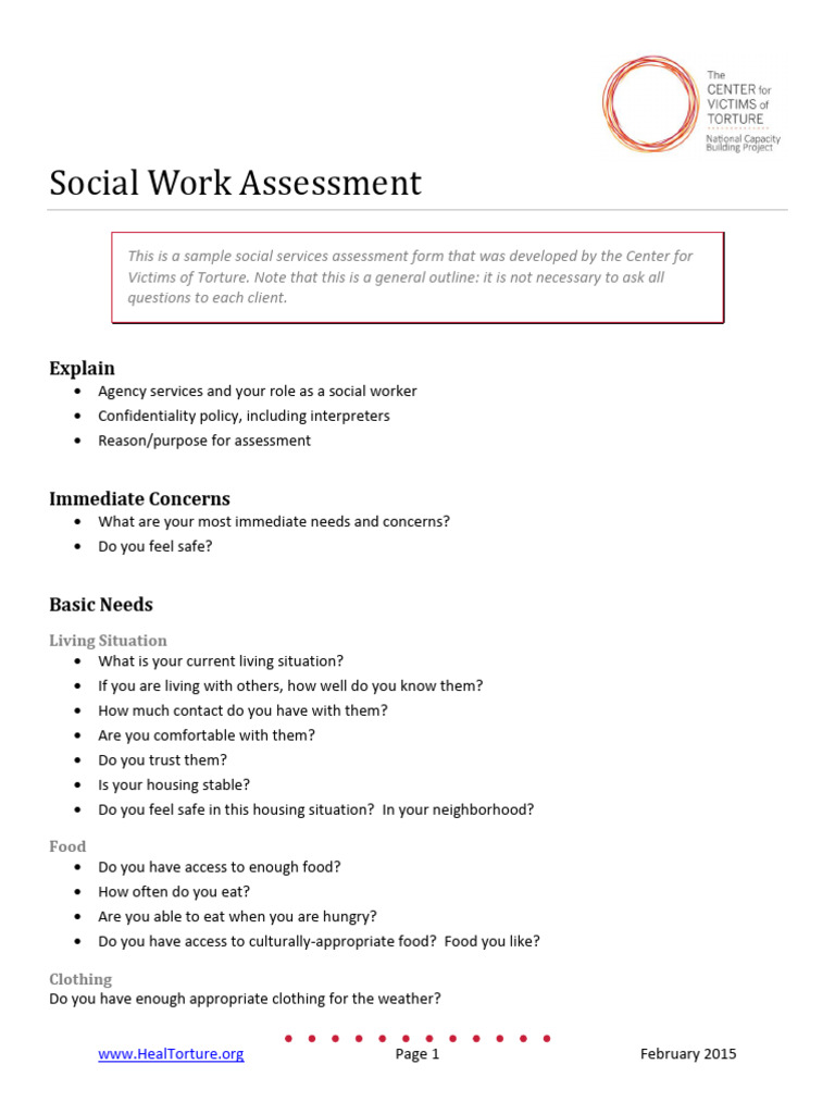 Social Services Assessment | PDF | Hope