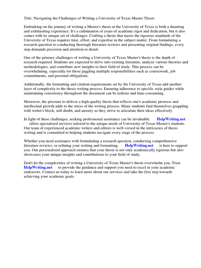 University of Texas Master Thesis | PDF | Thesis | Zimbabwe