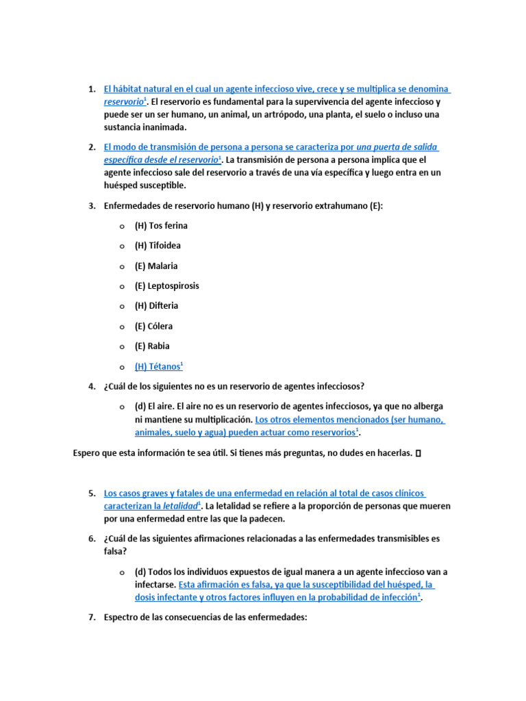 Reservorios y Transmisión de Enfermedades | PDF | Sistema inmune ...