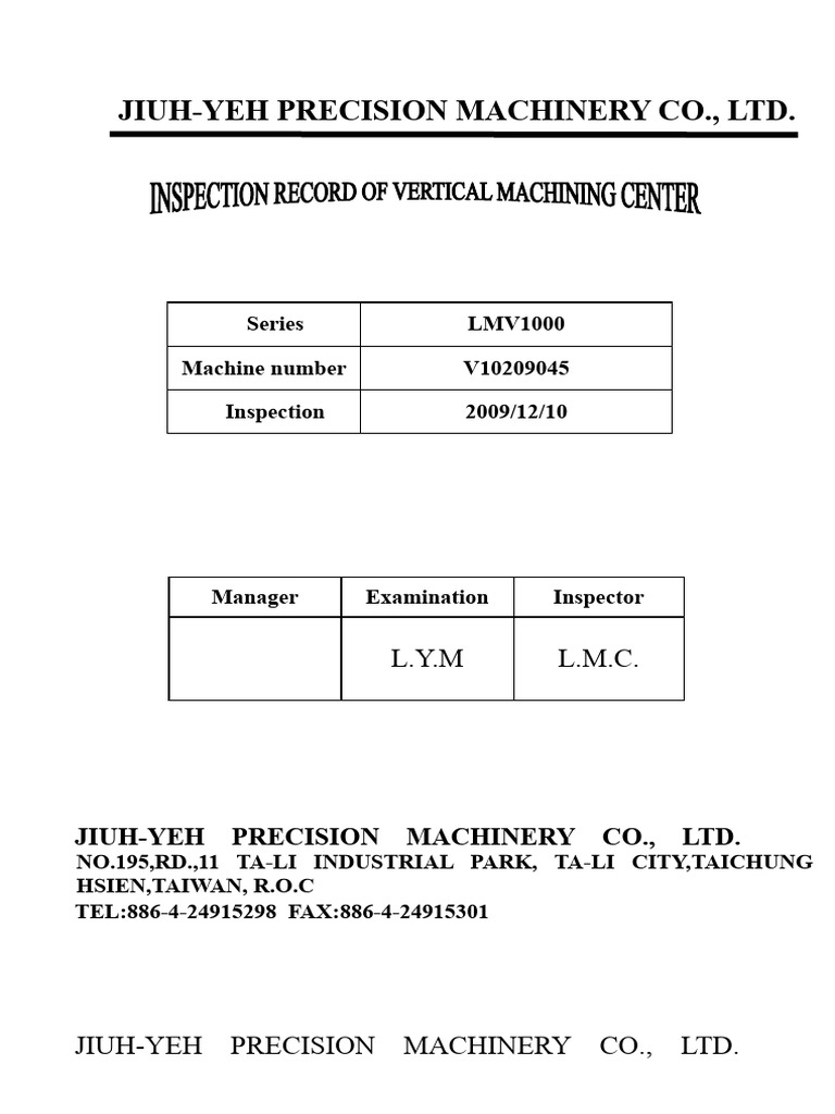 LMV1000 Precision Machine Inspection Report | PDF | Numerical Control ...