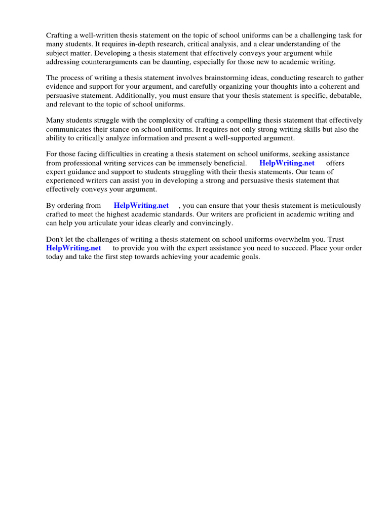 Practice Creating Thesis Statements School Uniforms | PDF | Essays | Thesis