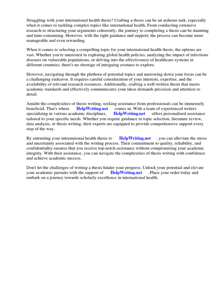International Health Thesis Topics | PDF | Thesis | Economics International Health Thesis Topics | PDF | Thesis | Economics