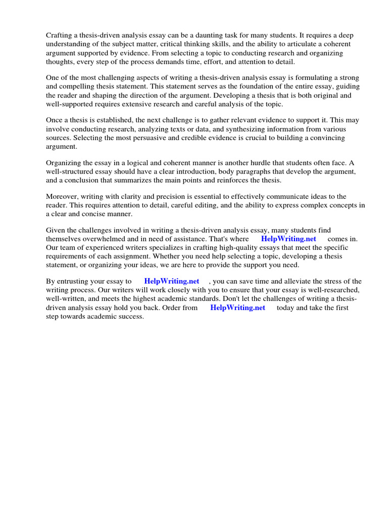 Thesis Driven Analysis Essay | PDF | Essays | Thesis