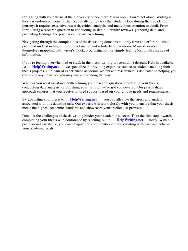 University of Southern Mississippi Thesis | PDF | Academic Degree ...