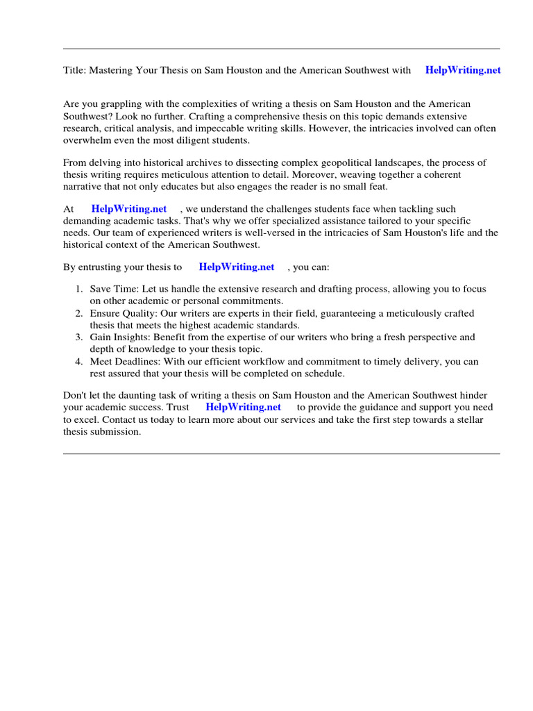 Sam Houston and The American Southwest Thesis | PDF | Texas Revolution ...