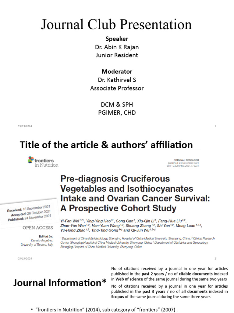 Journal club presentation october | PDF | Dependent And Independent ...