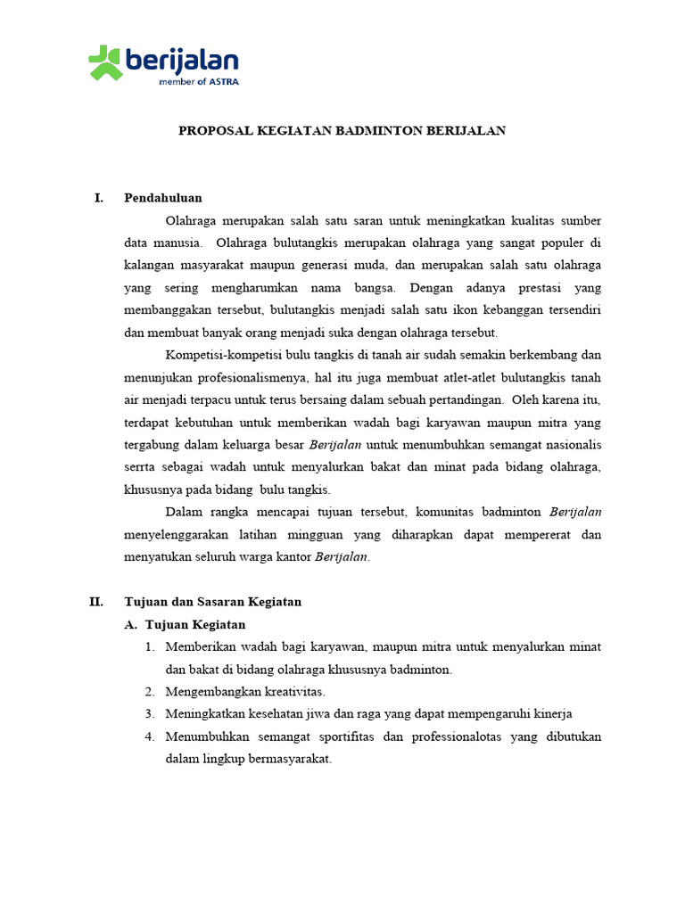 Proposal Badminton Periode II 2022 | PDF