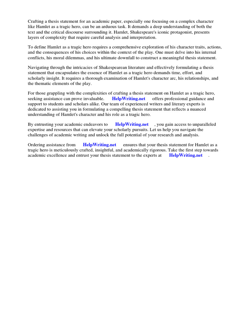 Thesis Statement For Hamlet As A Tragic Hero | PDF | Hamlet | Tragedy