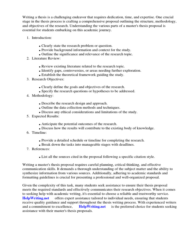 Parts of A Masters Thesis Proposal | PDF | Thesis | Methodology