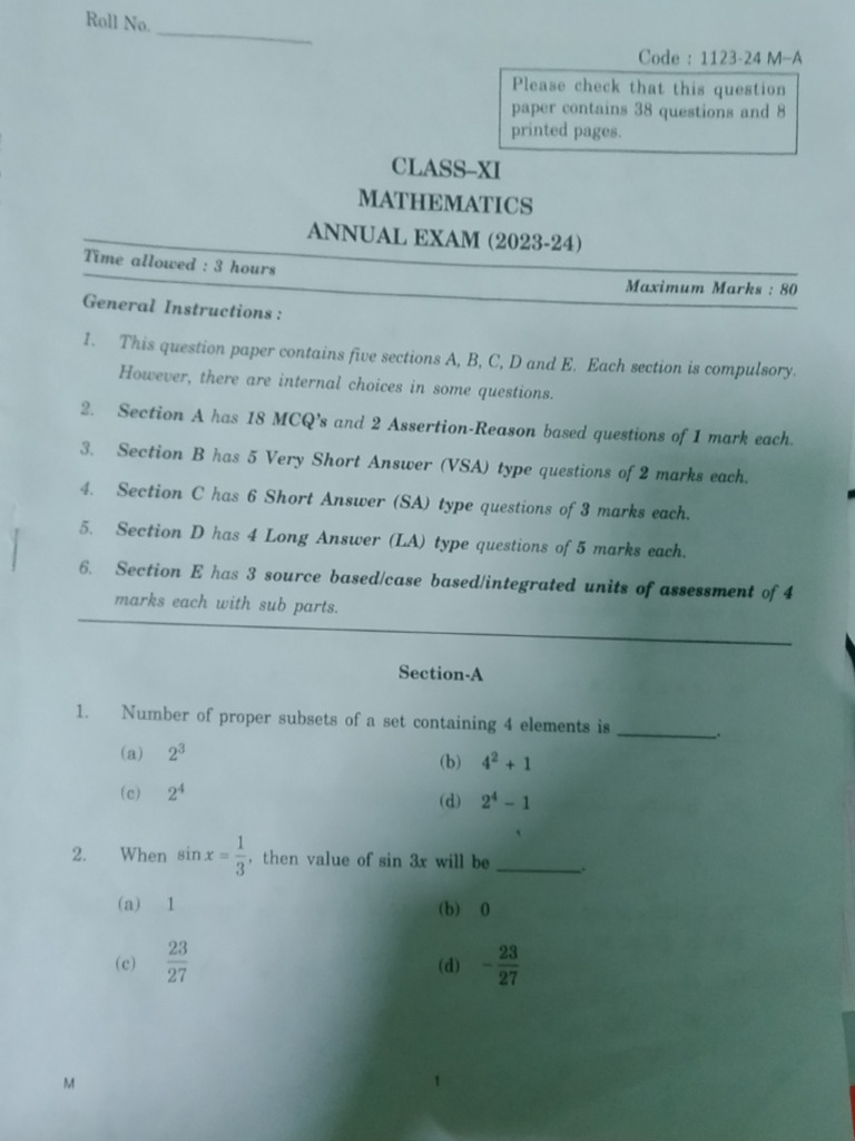 Maths Final Year Paper | PDF