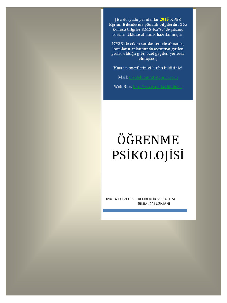 Ogrenme Psikolojisi | PDF
