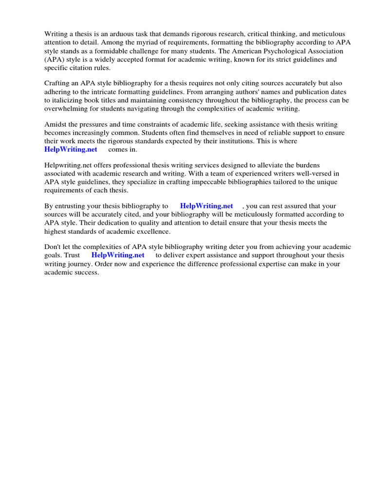 Apa Style Bibliography Thesis | PDF | Apa Style | Citation