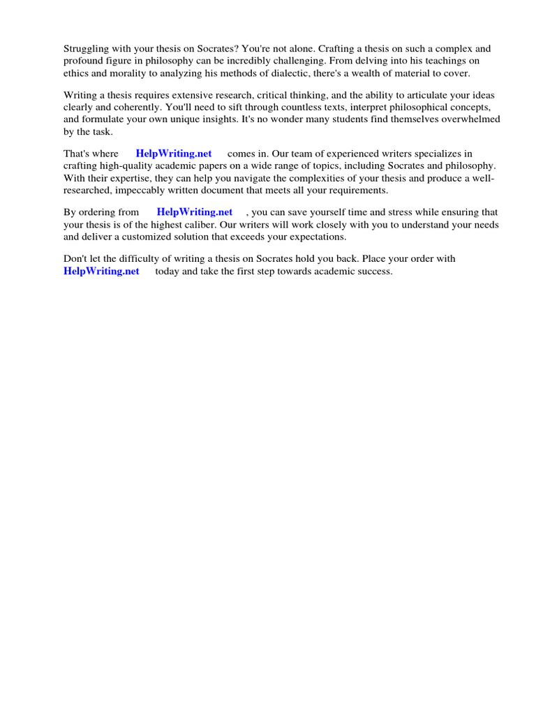 Socrates Thesis Writing Help | PDF | Socrates | Plato
