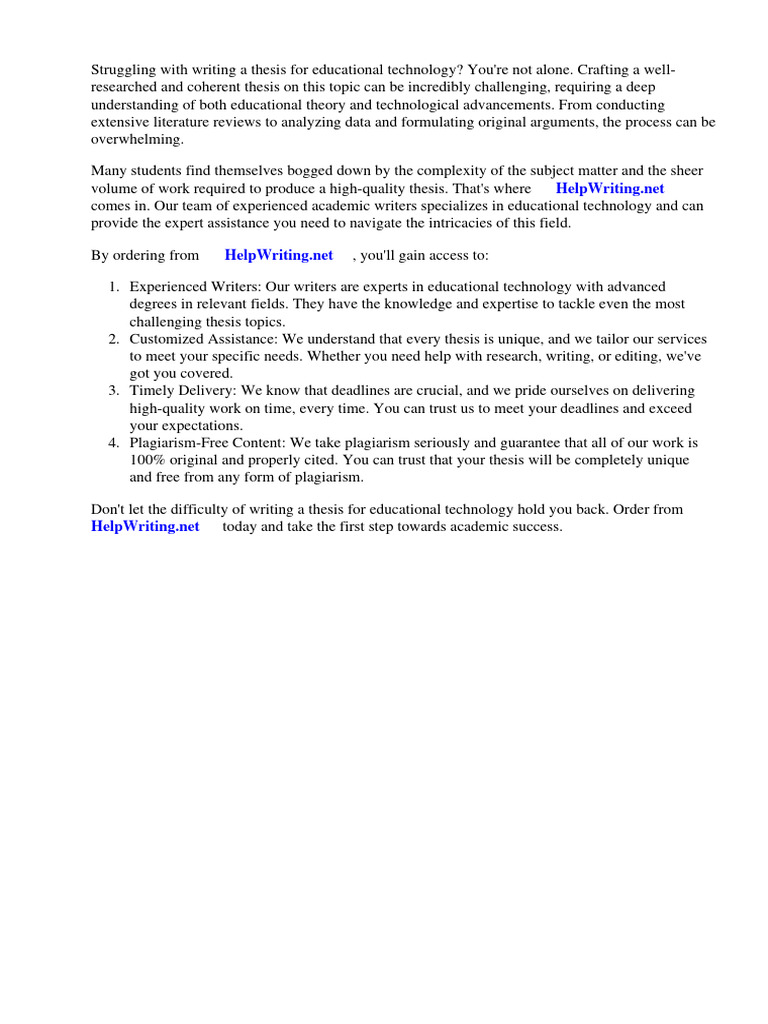 Thesis For Educational Technology | PDF | Thesis | Motivation