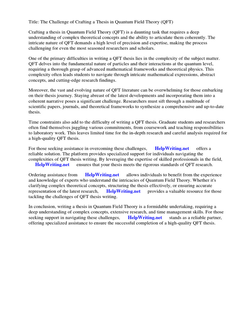 Thesis QFT | PDF | Quantum Field Theory | Theory