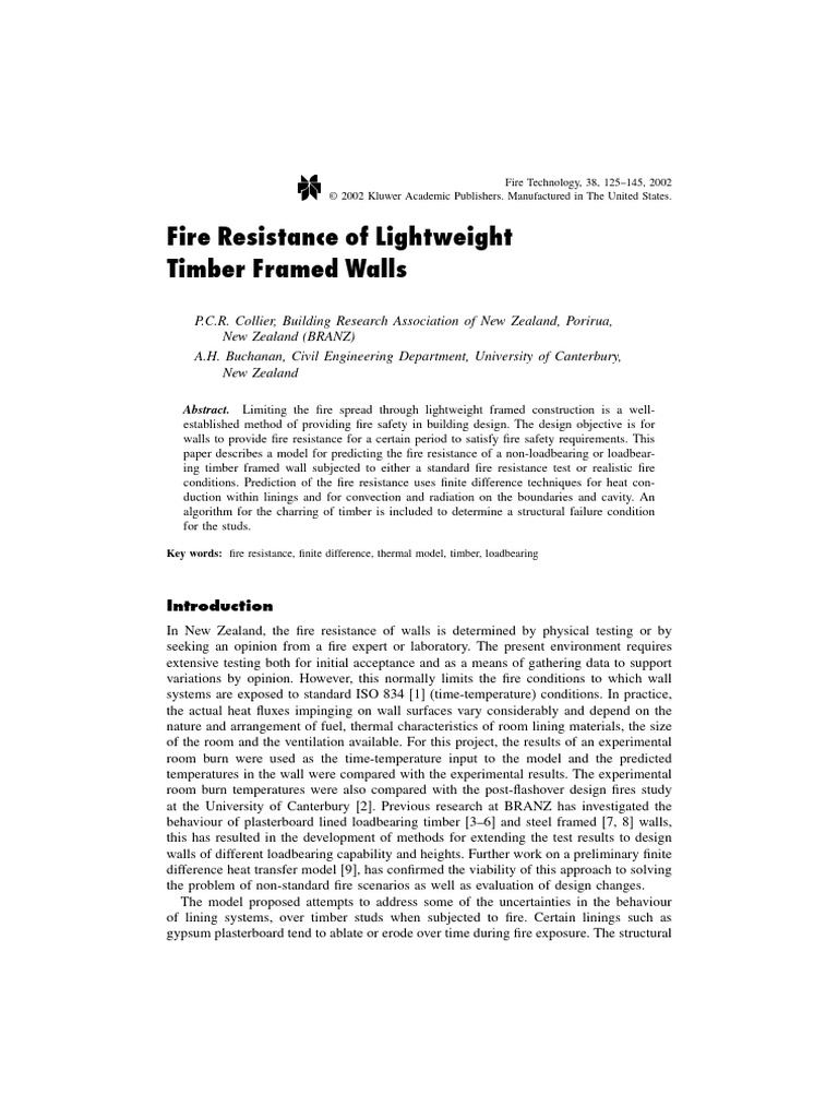 Fire Resistance in Timber Framed Walls | PDF | Heat Transfer | Drywall