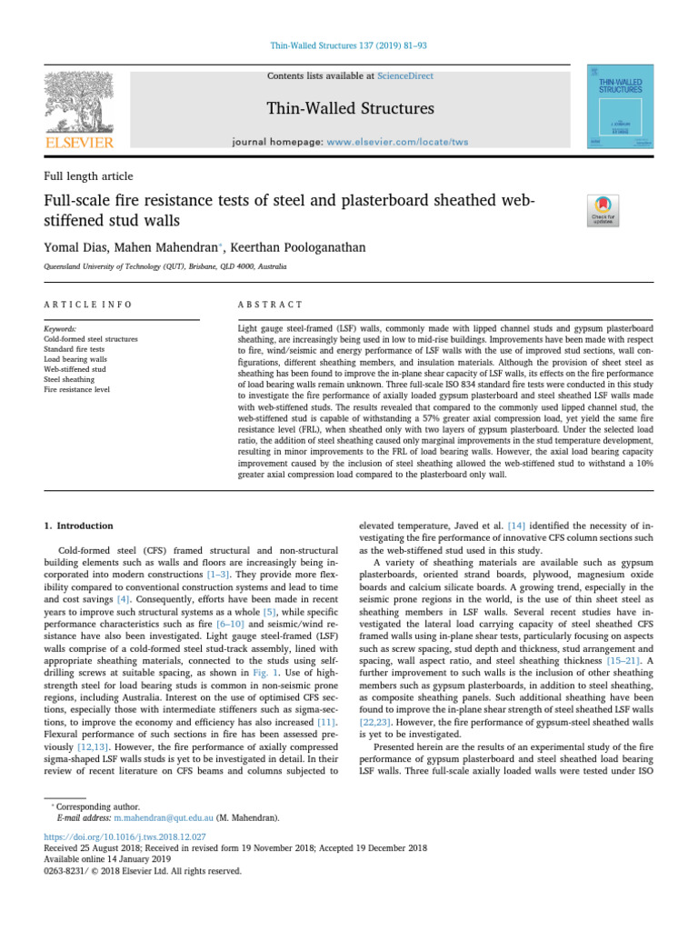important-Full-scale fire resistance tests of steel and plasterboard ...