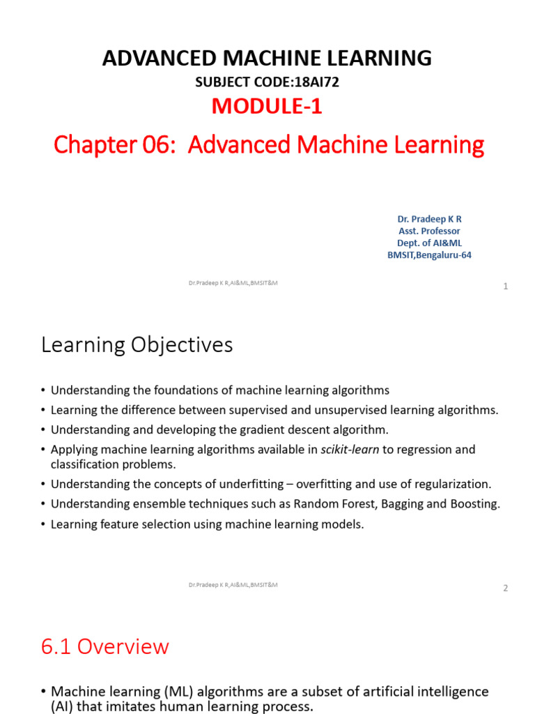 Advanced Machine Learning: Module-1 | PDF | Machine Learning | Mean Squared Error