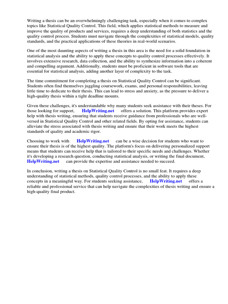 Thesis Statistical Quality Control | PDF | Statistics | Sampling ...